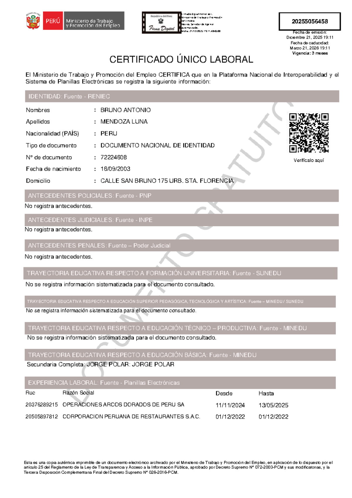 Certificado Único Laboral - CUL-ZWJl - Studocu