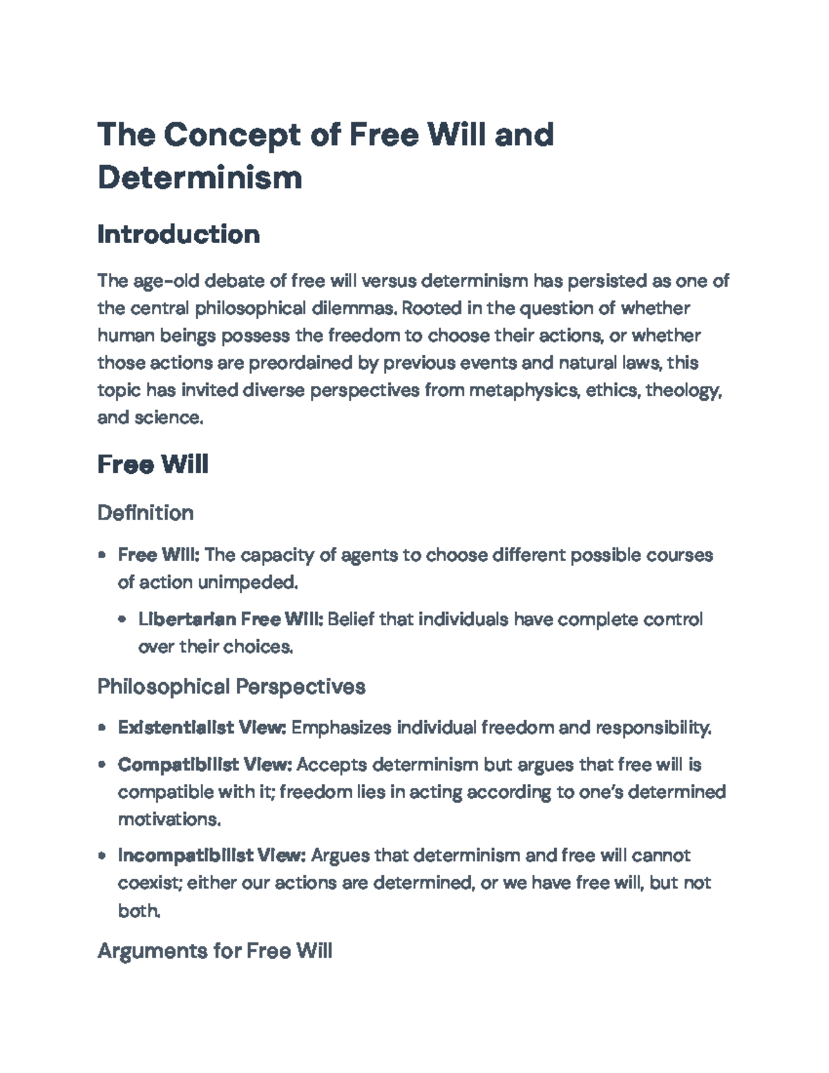The Concept of Free Will and Determinism: A Philosophical Examination ...