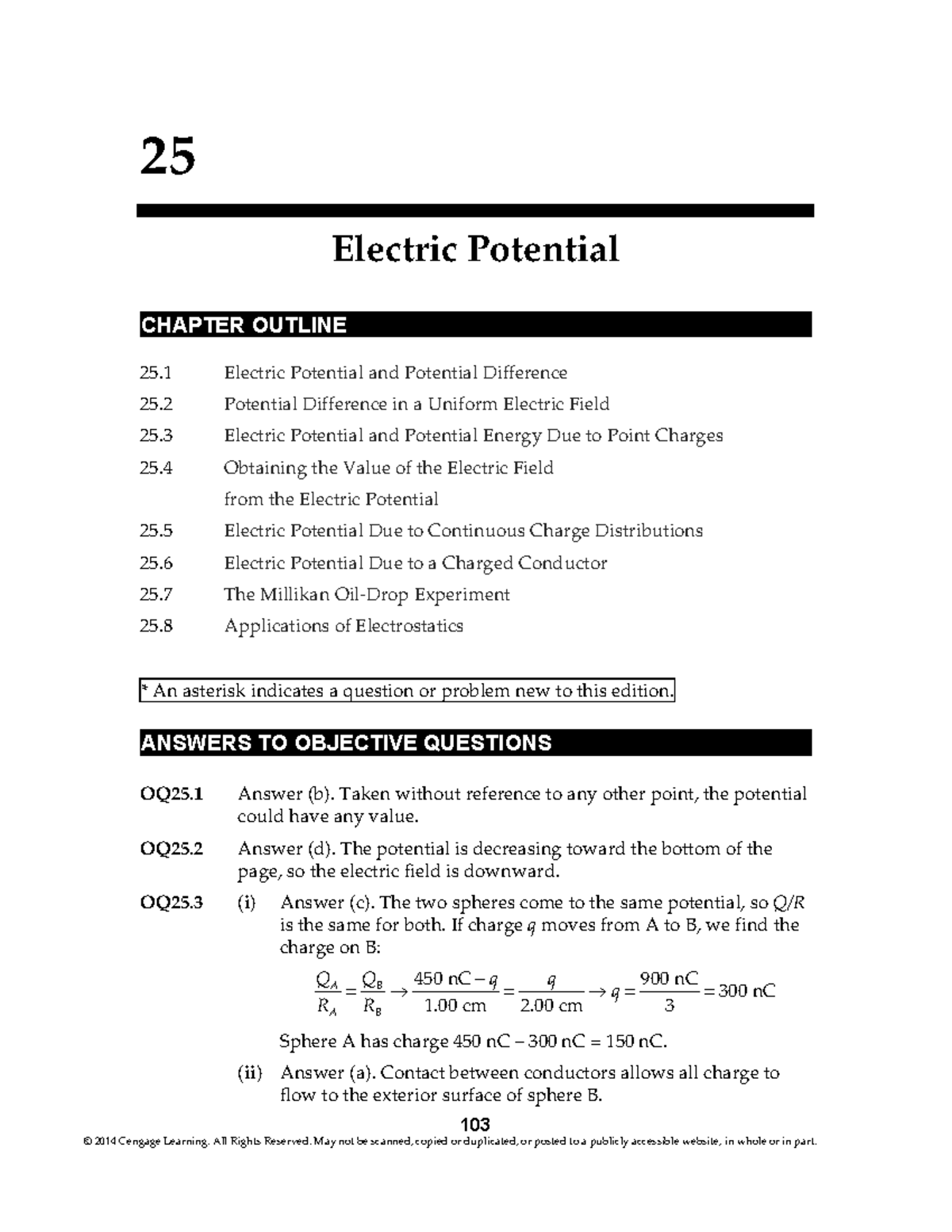 Sol 25 - practice - 103 25 Electric Potential CHAPTER OUTLINE 25 .1 ...