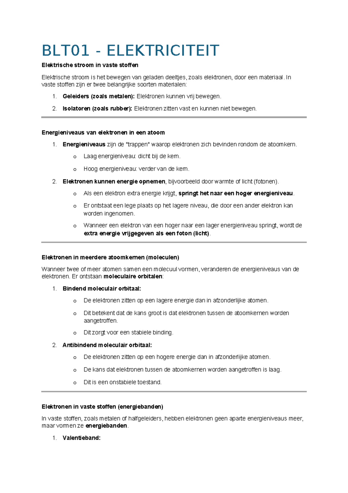 Elektrische stroom in vaste stoffen - BLT01 - ELEKTRICITEIT Elektrische ...