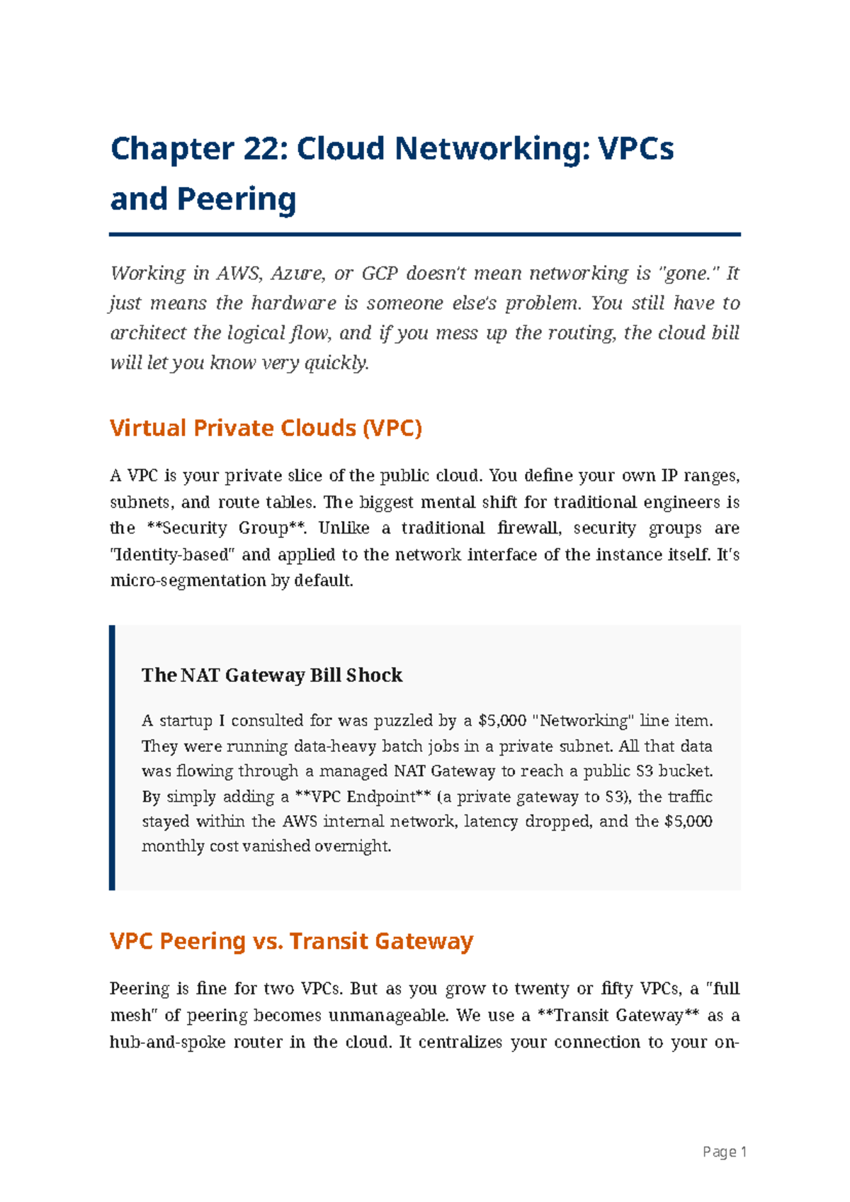 Chapter 22: Cloud Networking - VPCs & Peering in AWS, Azure, GCP - Studocu