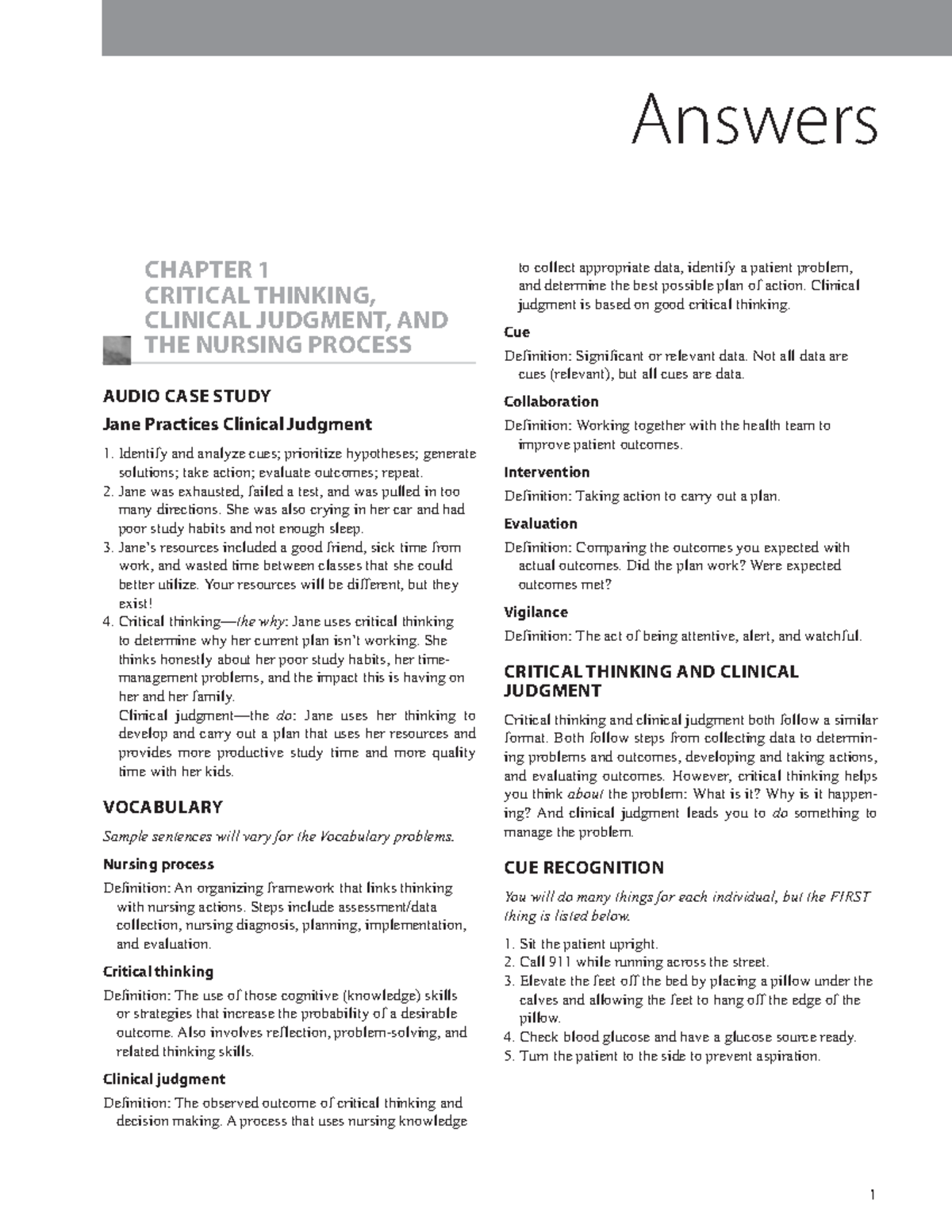 Med Surg 7th ed FA Davis Study Guide Answers - Chapters 1-4 Insights ...