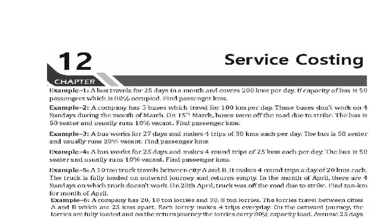 Service Costing - Chapter Questions Analysis and Solutions - Studocu