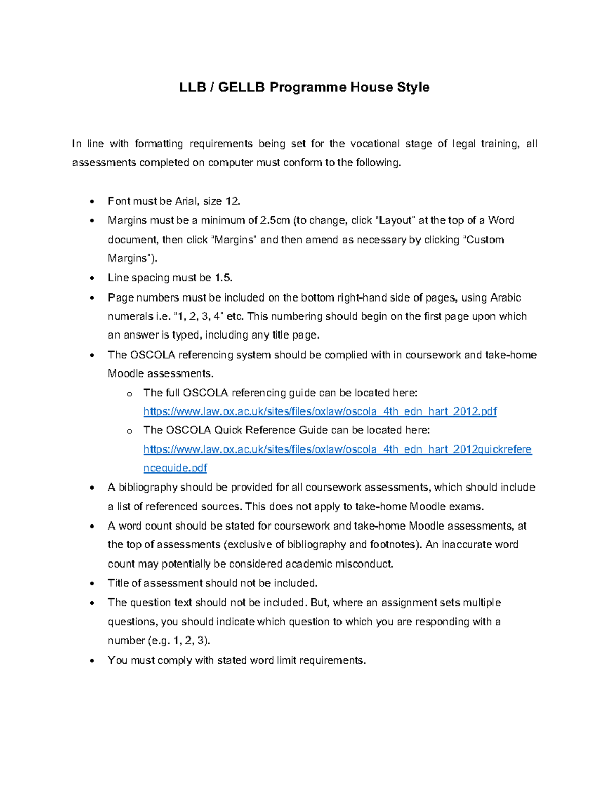 LLB/GELLB Programme House Style Guidelines for Assessments - Studocu