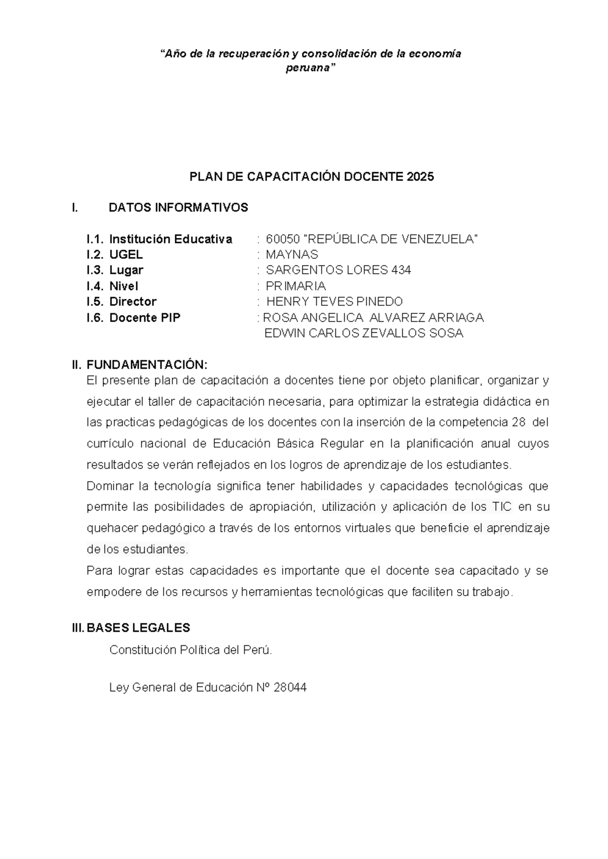 Plan de Capacitación Docente 2025: Estrategias y Herramientas ...