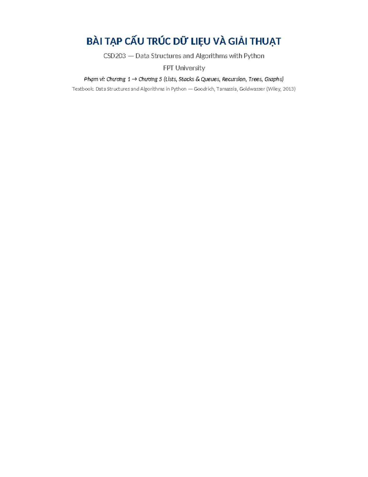 CSD203 Exercises on Data Structures & Algorithms: Ch1 to Ch5 - Studocu