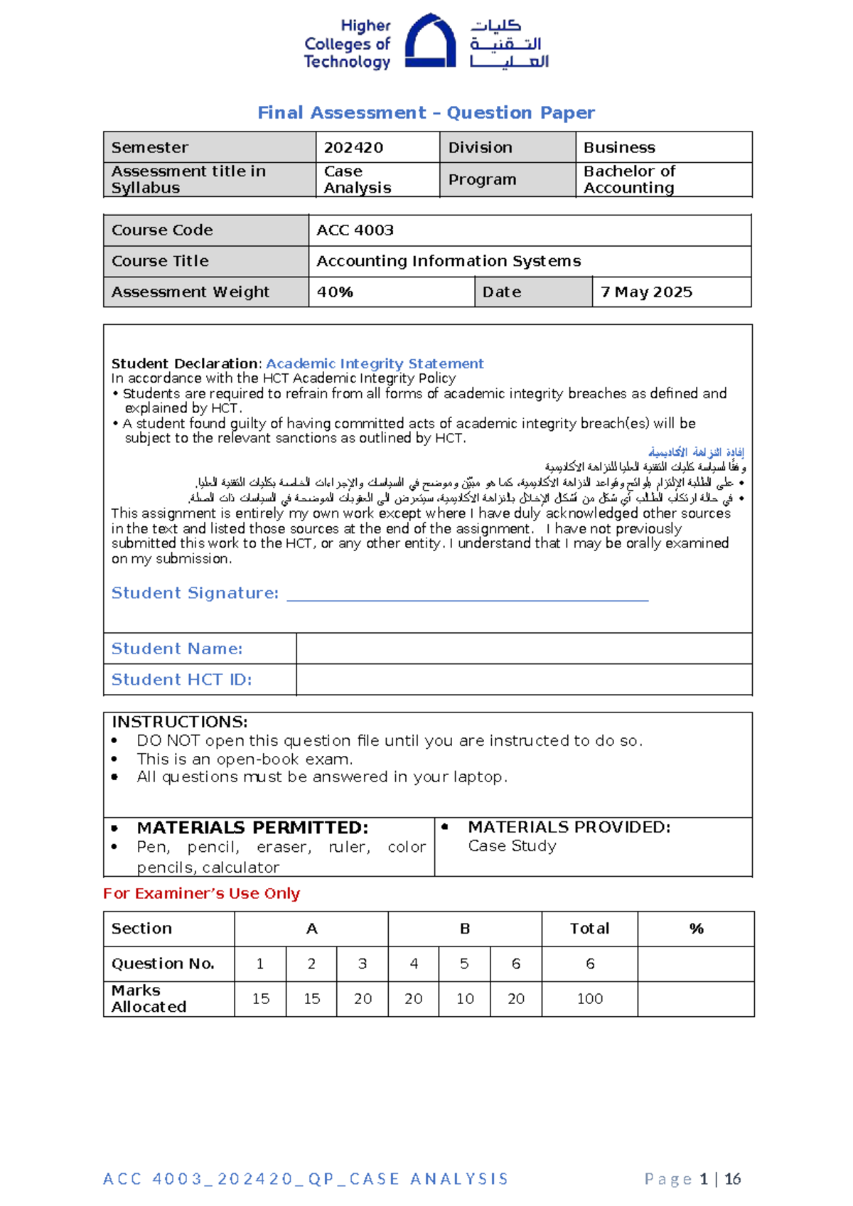 ACC 4003 202420 QP Case Analysis - Final Assessment – Question Paper ...