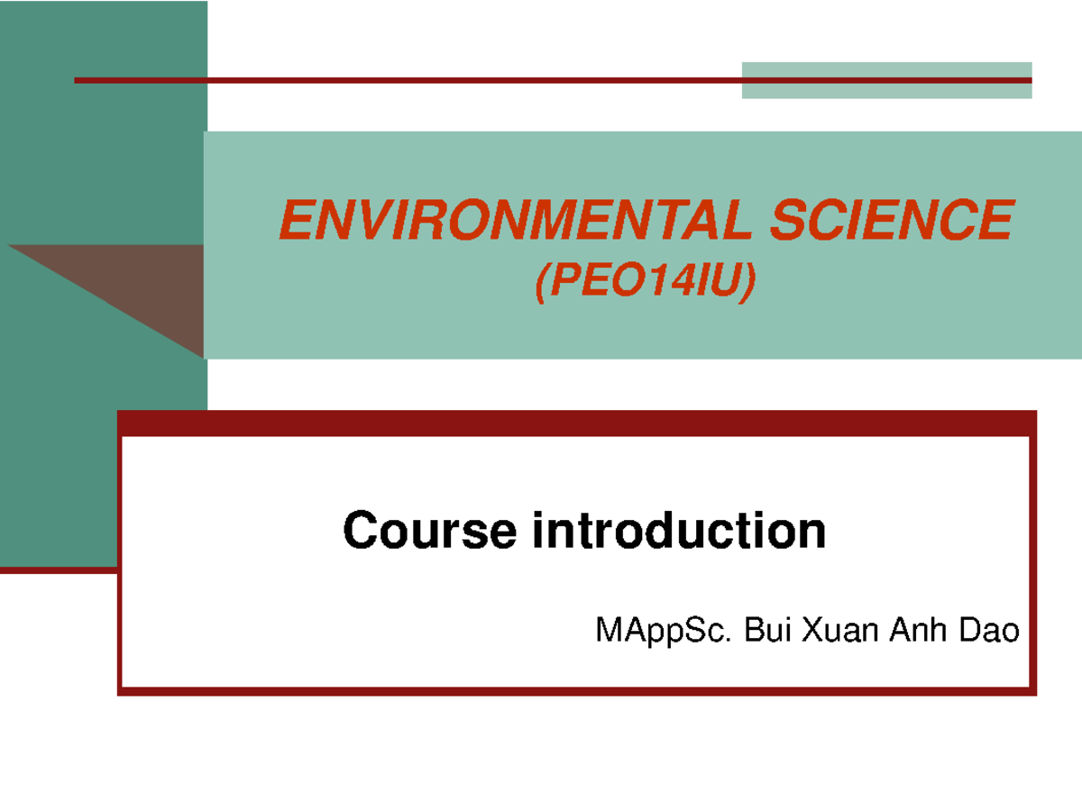 Lecture 1 Environmental issues (S1 2425) - ENVIRONMENTAL SCIENCE ...