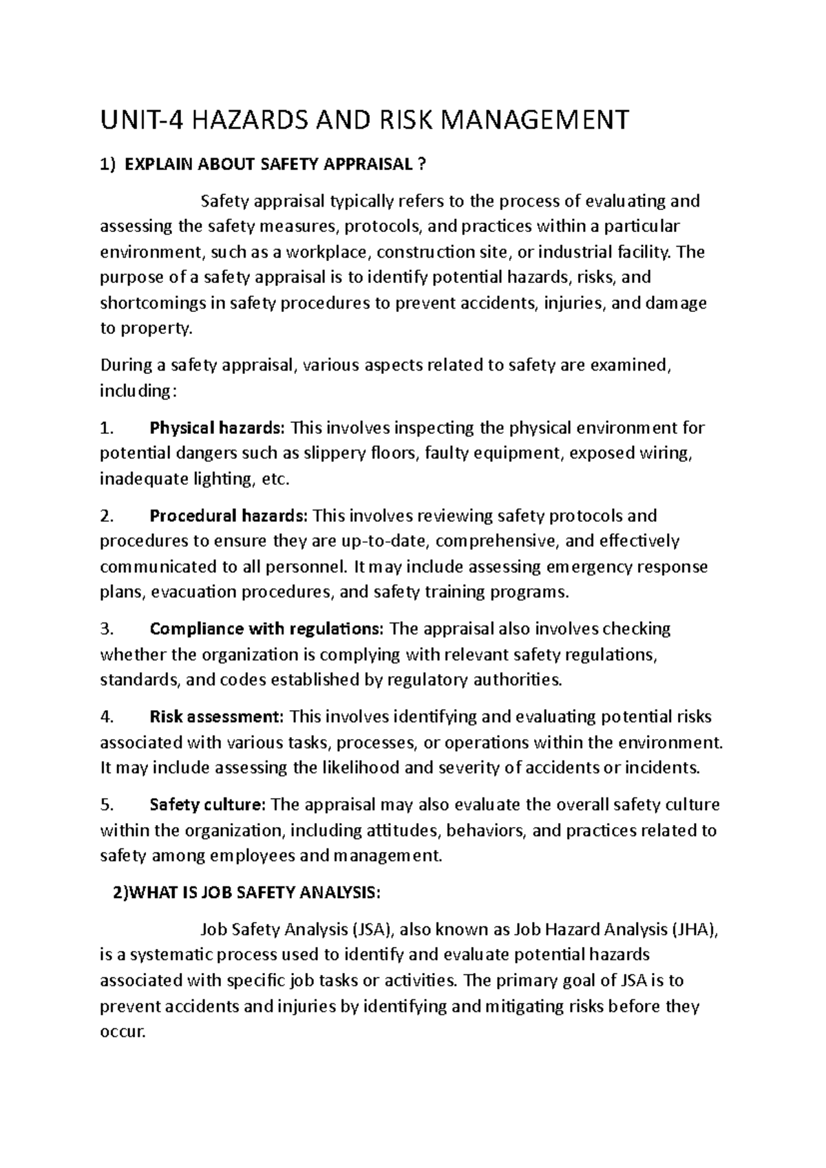 EHS UNIT 4: Comprehensive Guide to Hazards & Risk Management - Studocu