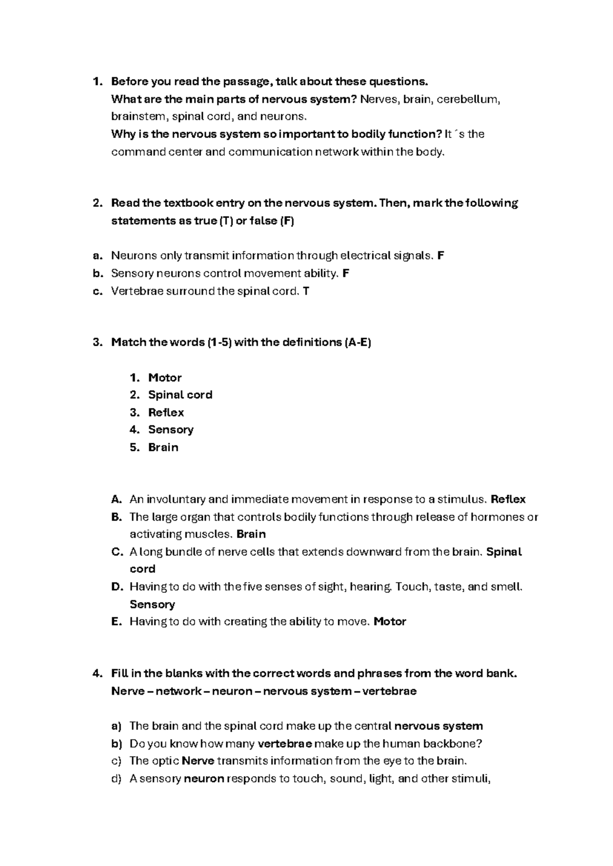 Unit 4 Nervous System Study Guide - Medical Notes - Studocu