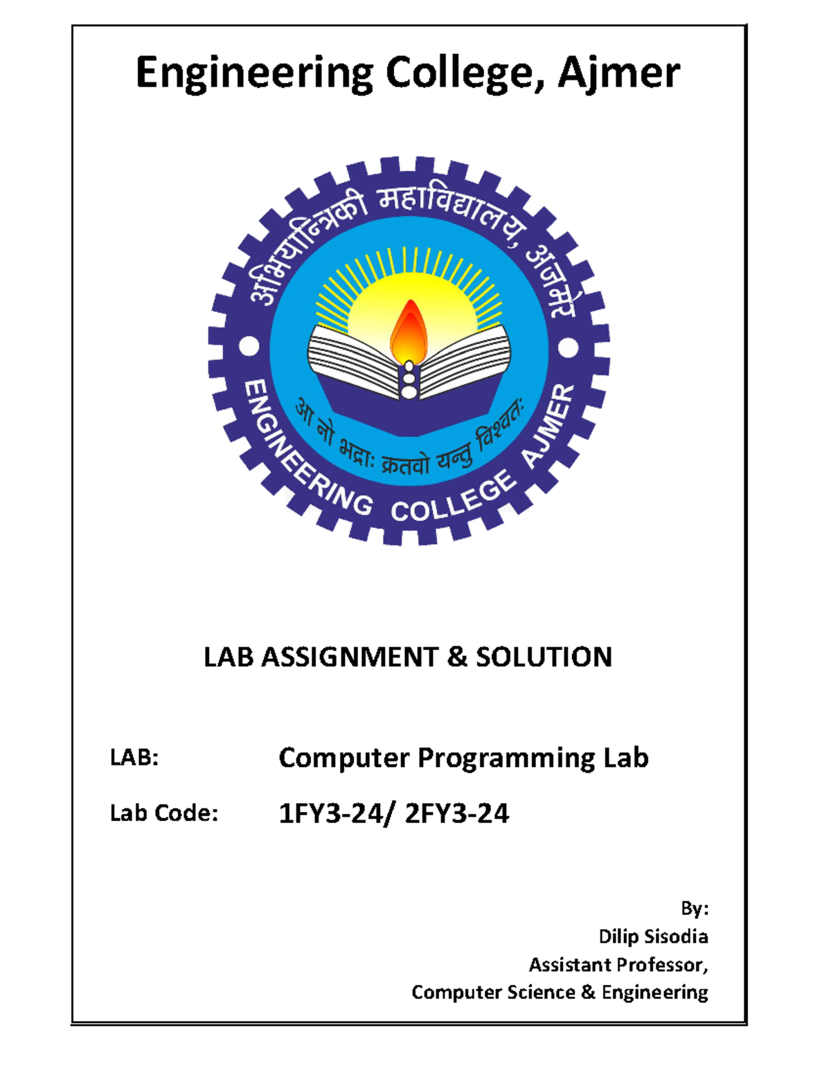 C Programs - CSE Lab Assignment Solutions (Lab Code: CSE101) - Studocu
