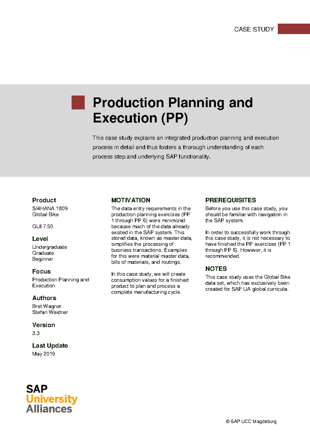 CASE STUDY Production Planning and Execution in S4HANA (PP) - Studocu