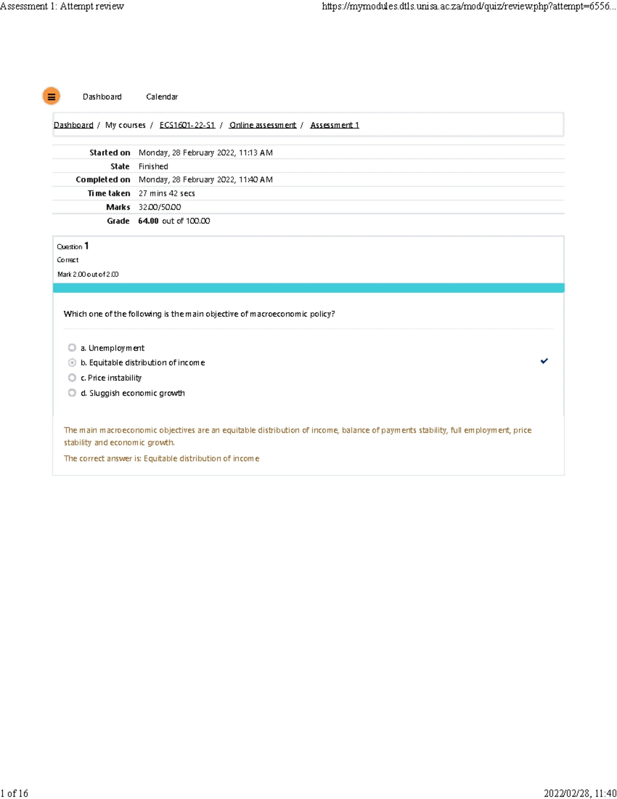 Ass 1 attempt 3 - assessment 1 - Started on Sunday, 19 March 2023, 1:50 PM State Finished ...
