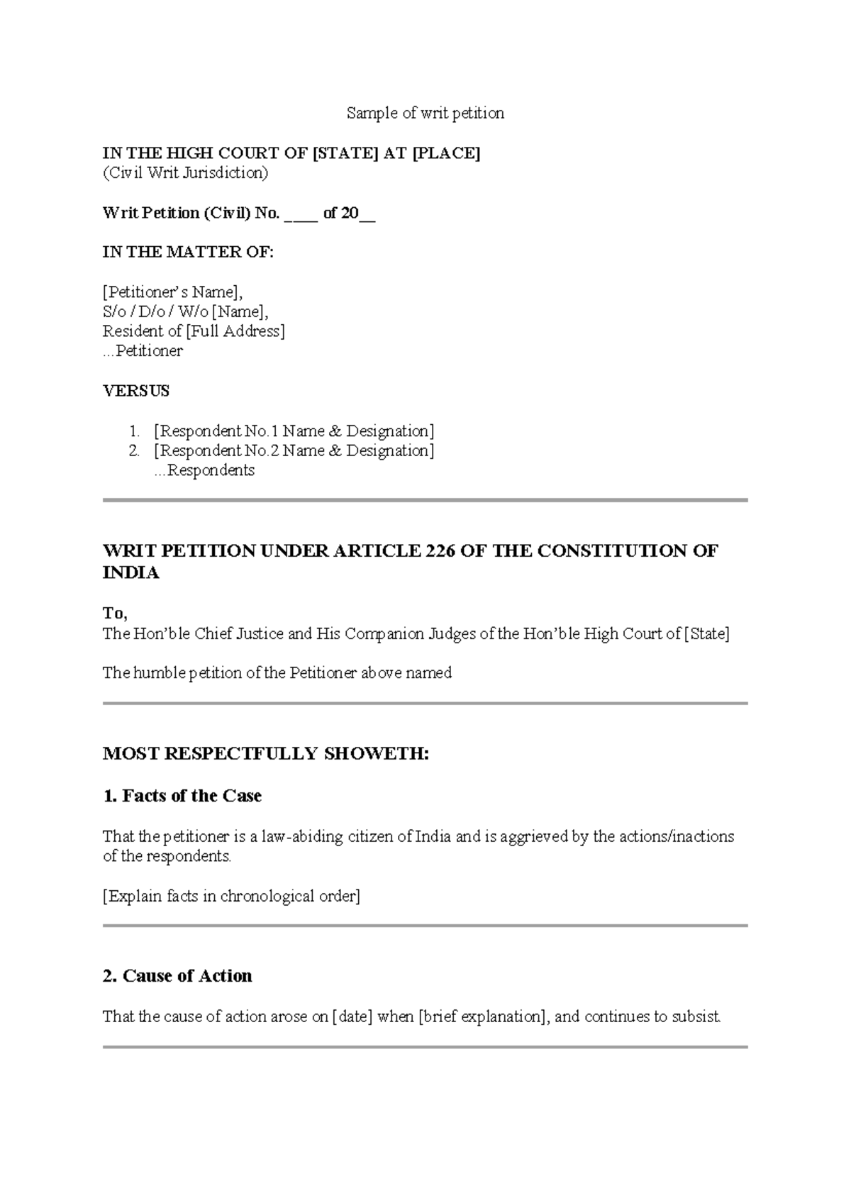 Writ Petition (Civil) No. 36939393: High Court Jurisdiction Overview ...