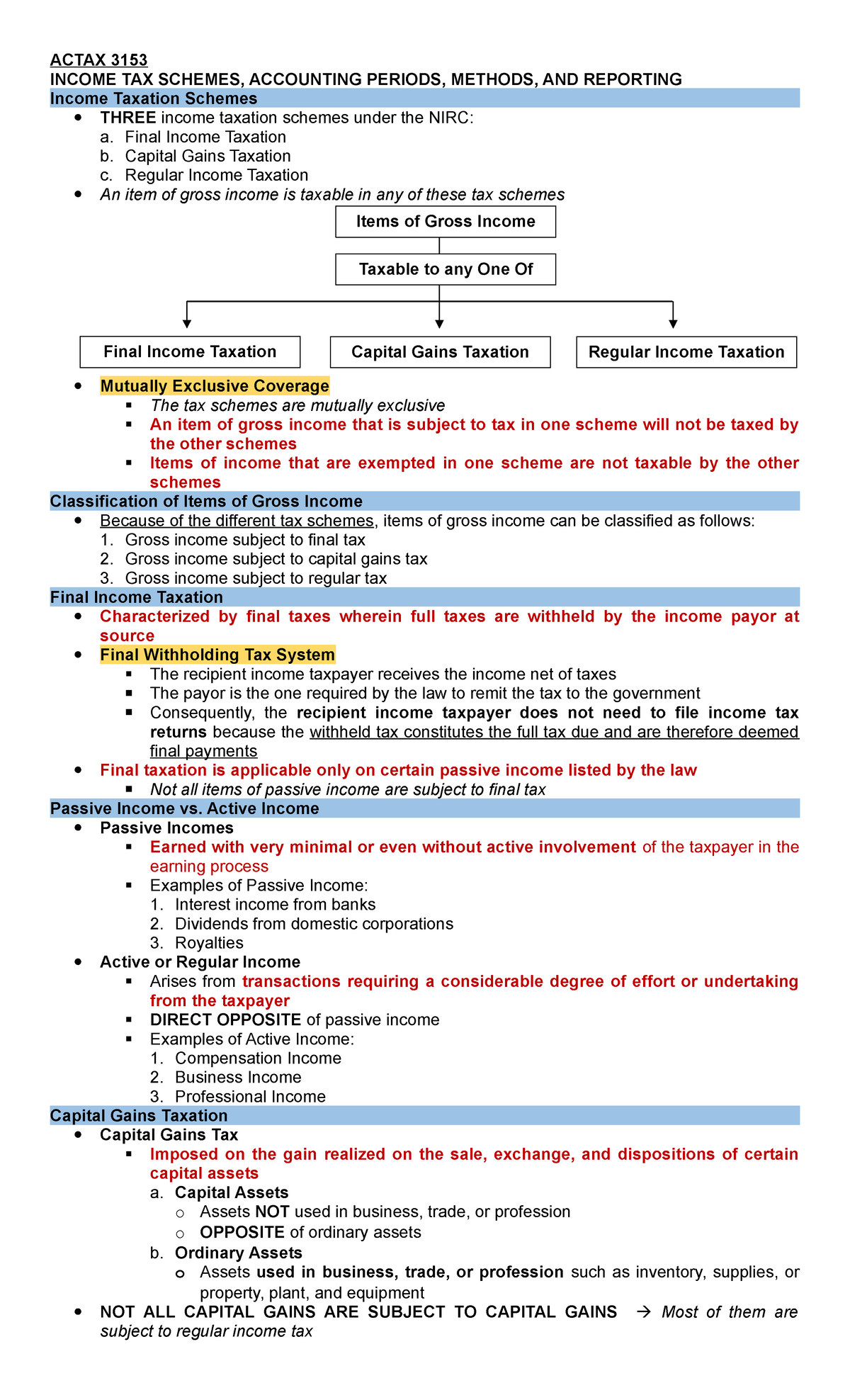 ACTAX 3153: Income Tax Schemes, Accounting Periods & Reporting Overview ...