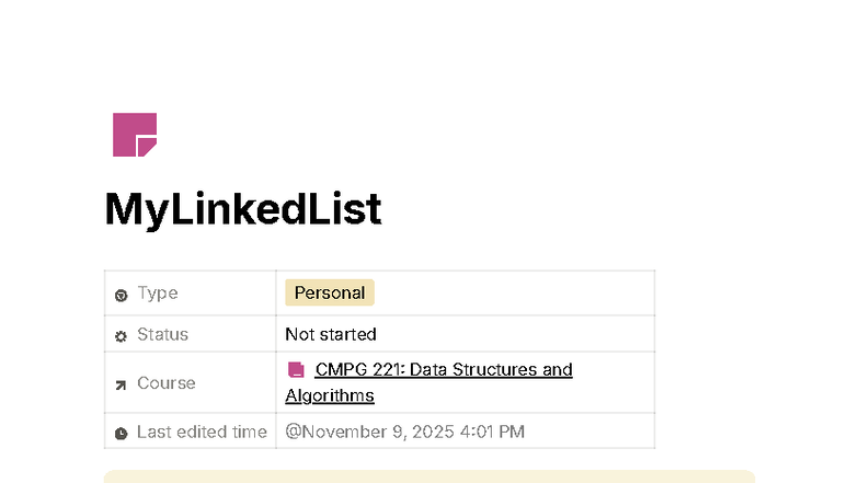 CMPG 221: My Linked List Implementation Notes - Studocu
