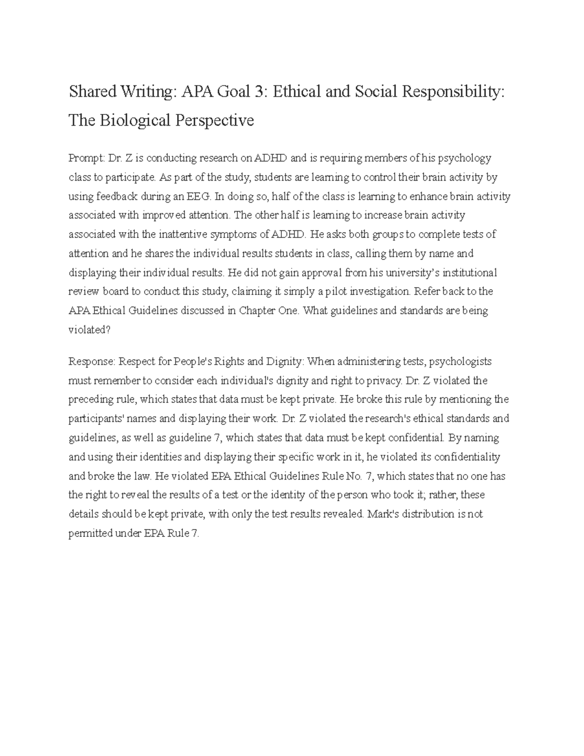 APA Goal 3: Ethical and Social Responsibility in ADHD Research - Studocu