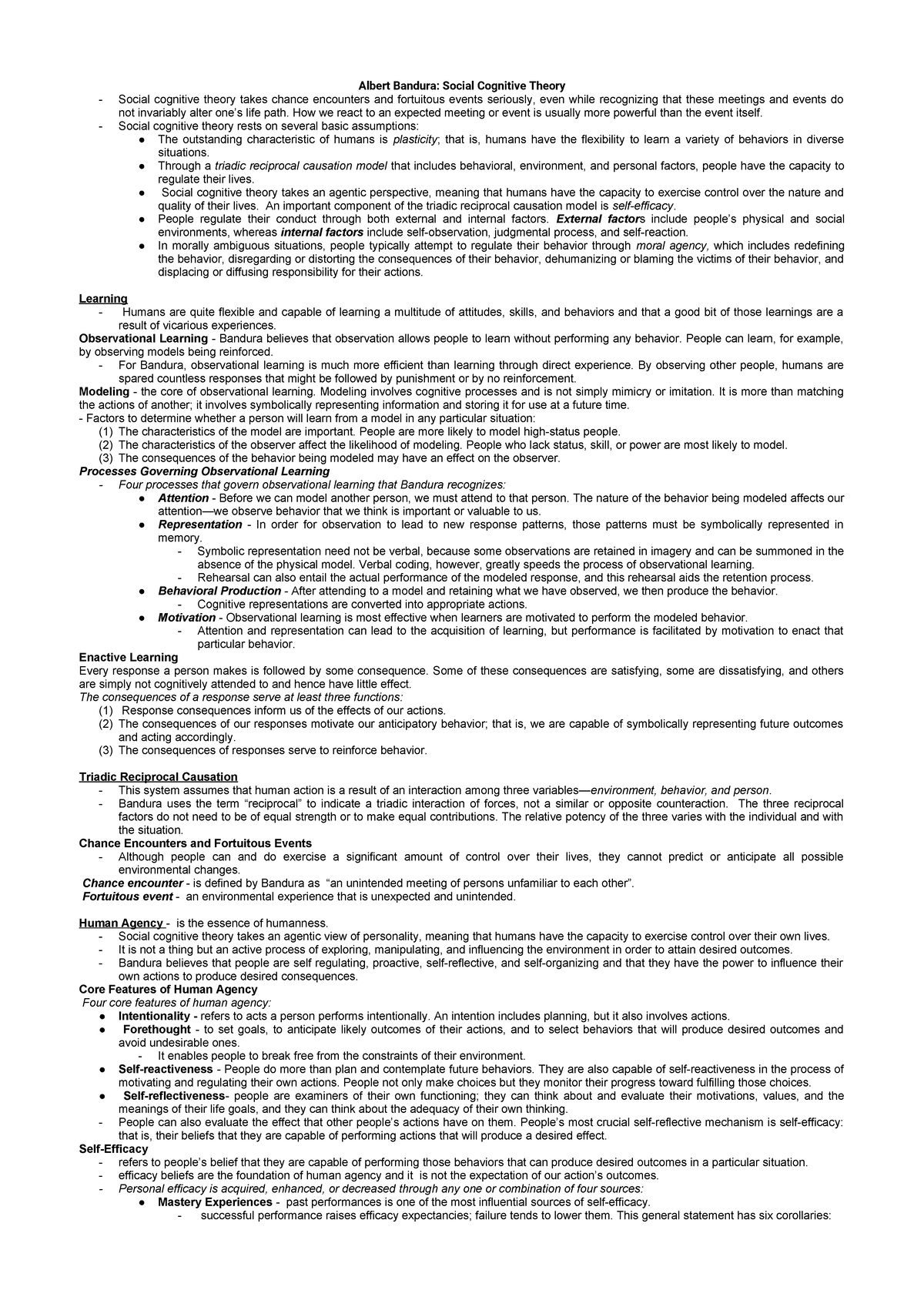 Albert Bandura's SCT: Key Concepts & Applications in Psychology - Studocu