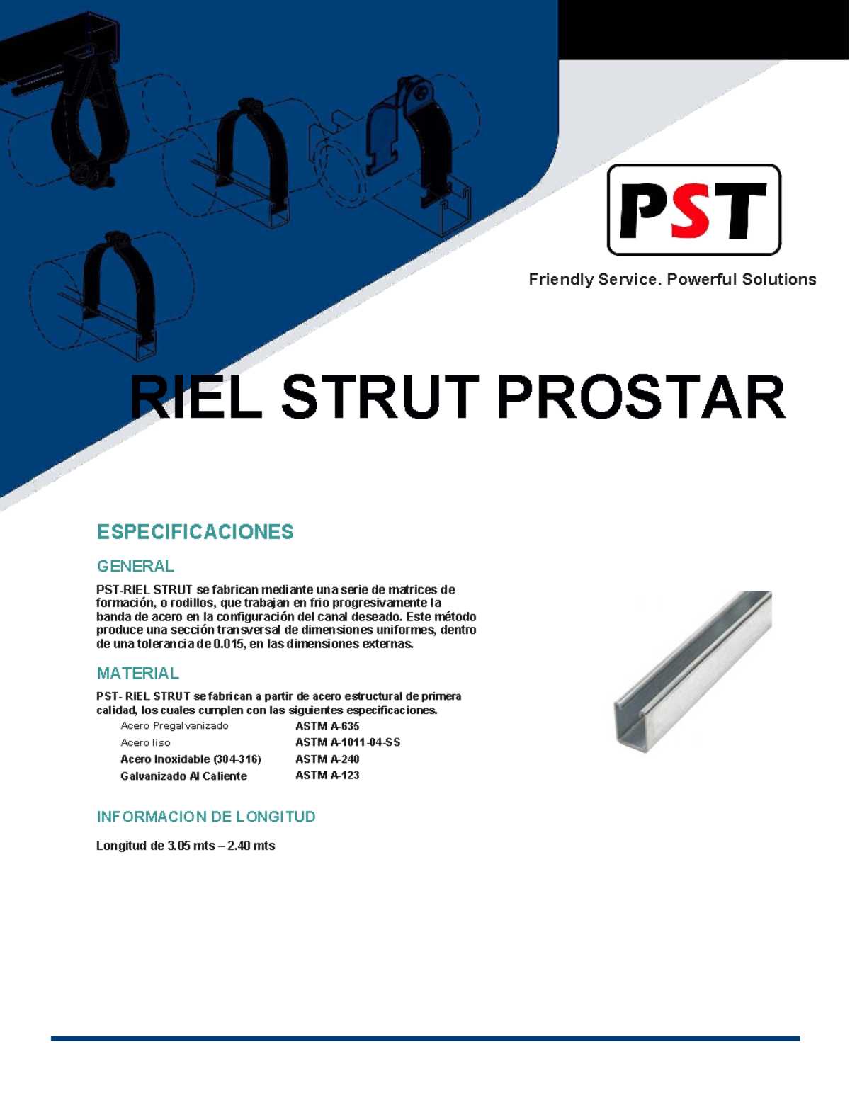 Ficha Técnica RIEL STRUT Prostar - Especificaciones Generales - Studocu