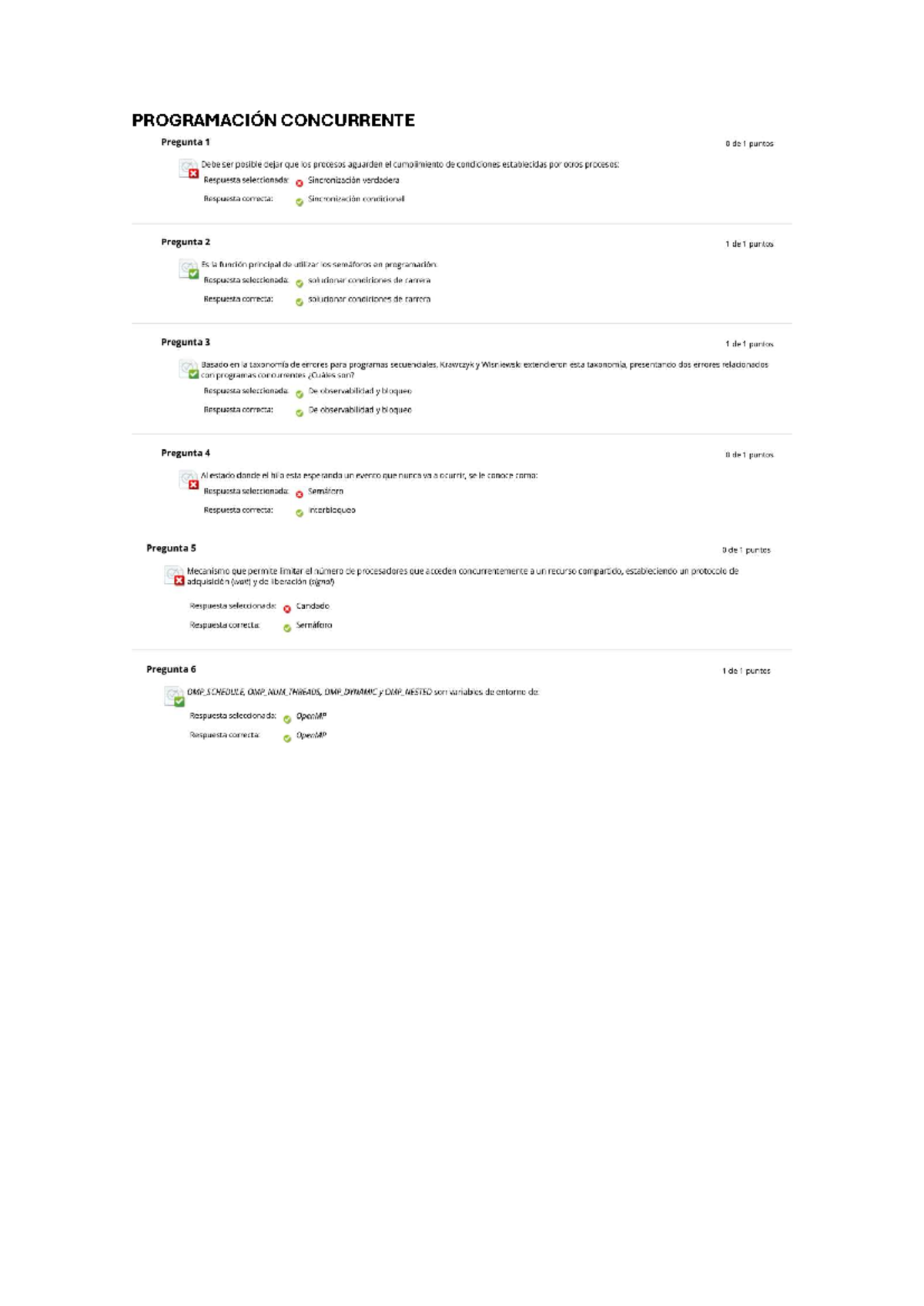 A10 Programación Concurrente - Respuestas de Examen Final - Studocu