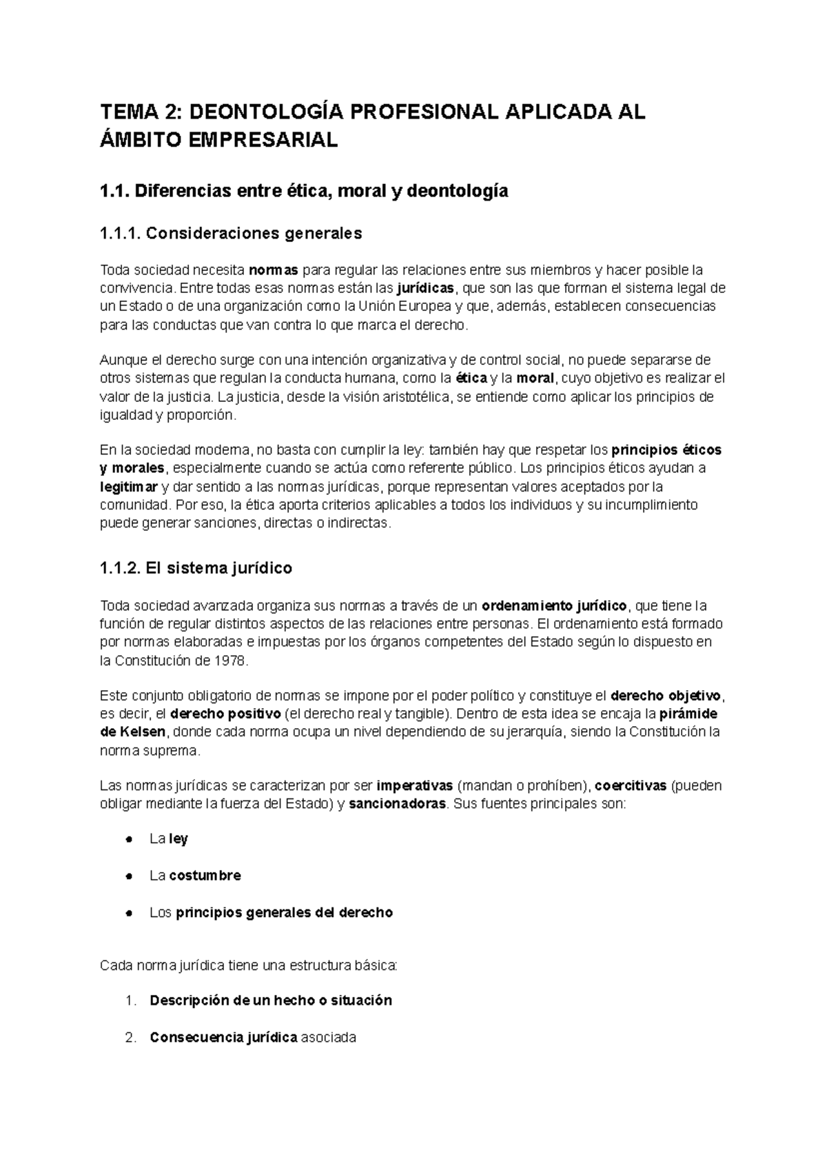 TEMA 2: Deontología Profesional en el Ámbito Empresarial - Studocu