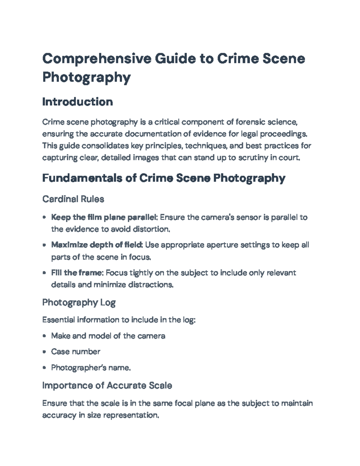 Comprehensive Guide to Crime Scene Photography Techniques and Practices ...