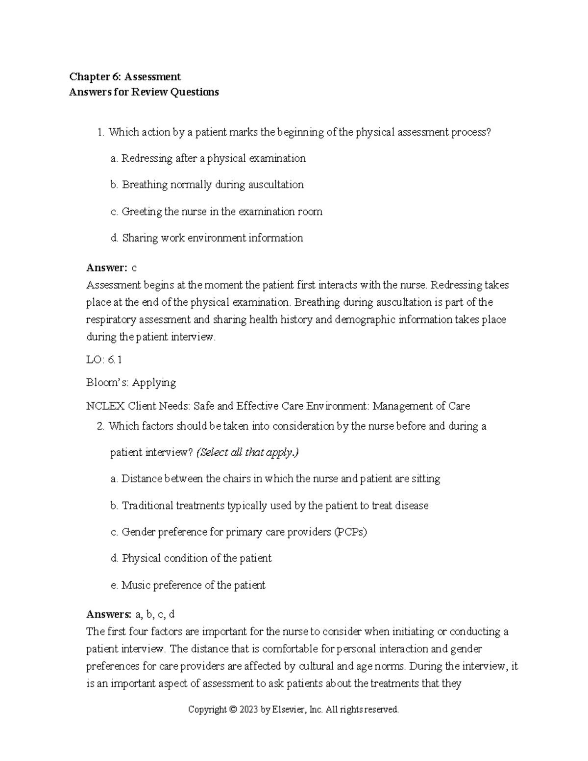 Chapter 006 - Assessment Practice Questions and Answers - Studocu