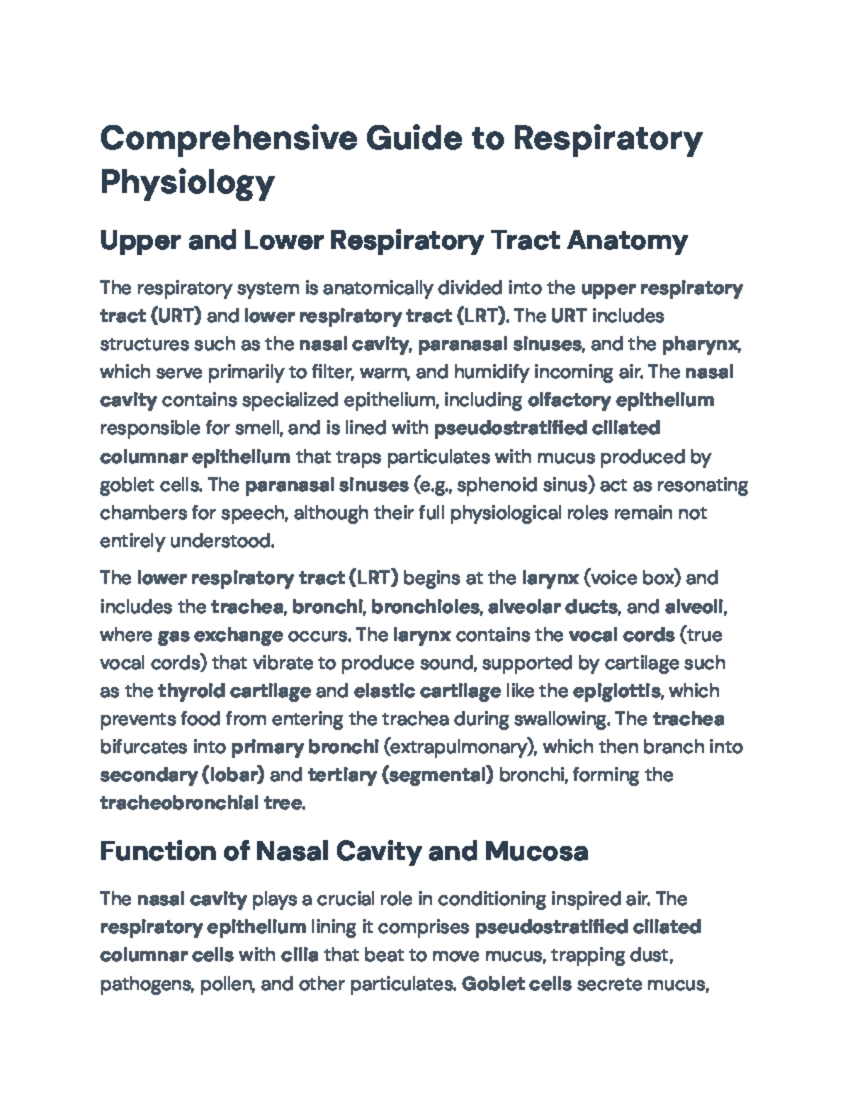Comprehensive Overview of Respiratory System Anatomy & Physiology (BIO ...