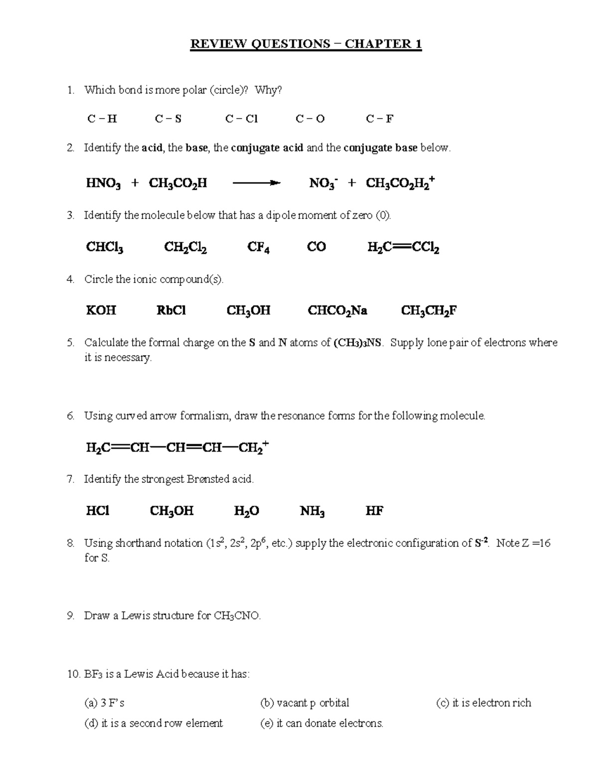 CHEM 2201 Spring 2026 - Chapter 1 Review Questions - Studocu