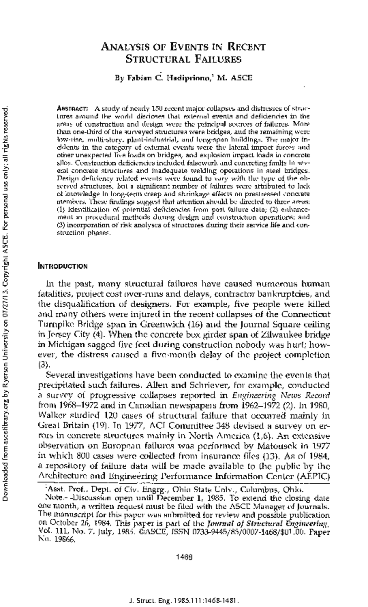 Analysis OF Events IN Recent Structural Failures - ANALYSIS OF EVENTS ...