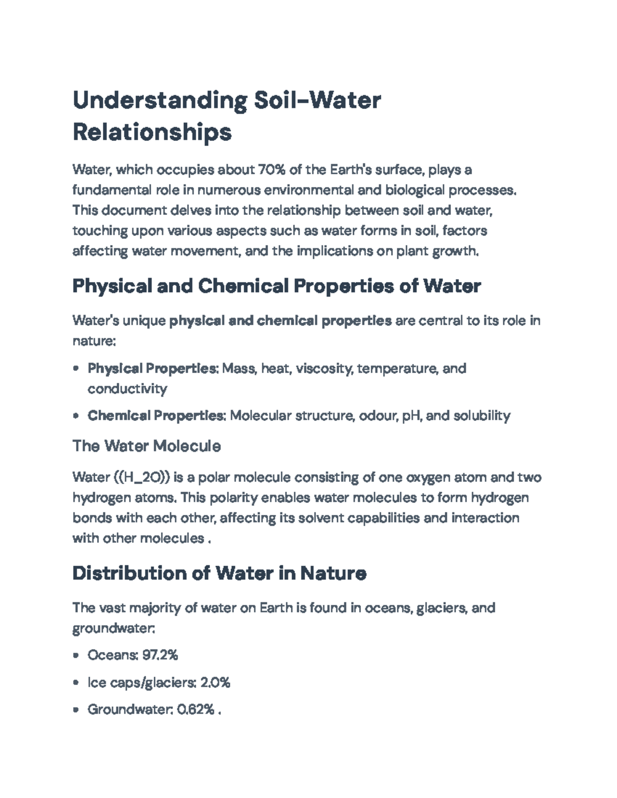 Understanding Soil-Water Relationships: Key Concepts and Implications ...