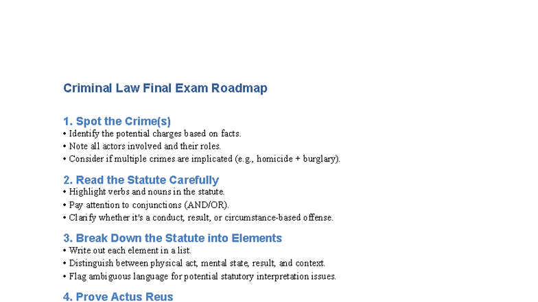 Criminal Law (CL 101) Final Exam Study Guide: Key Concepts & Elements ...