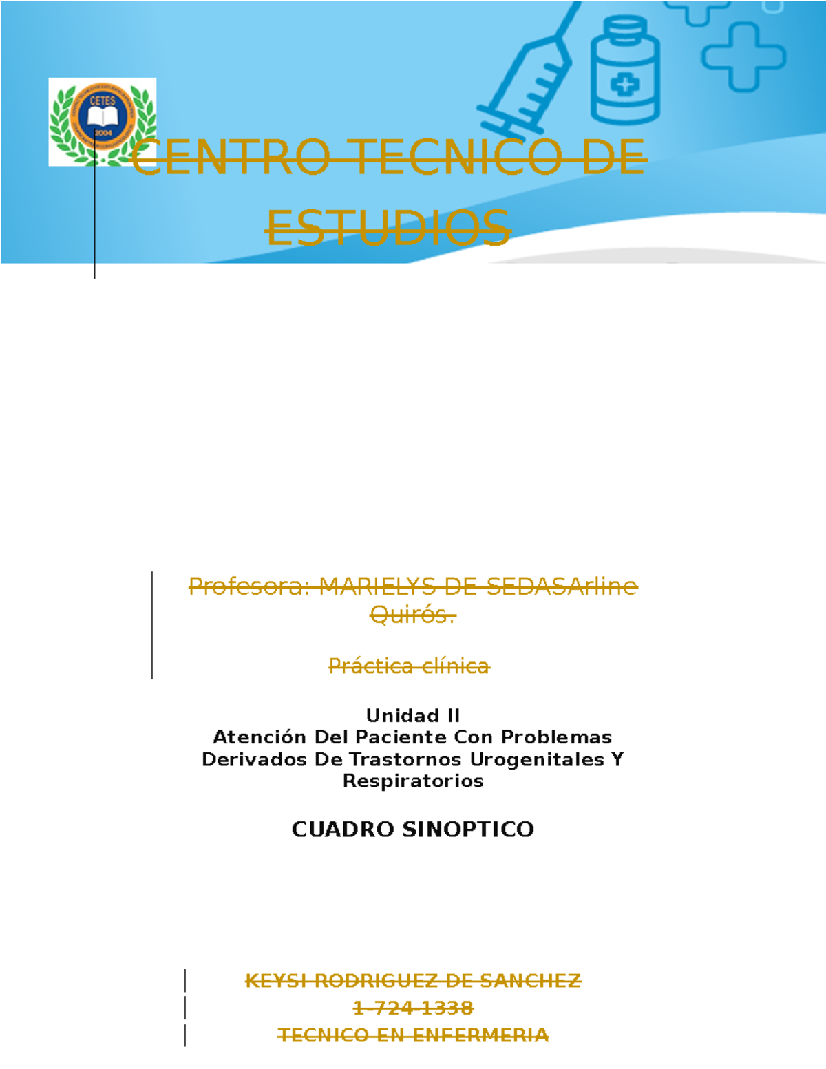 Cuadro sinoptico- Trastornos Urogenitales y respiratorios - KEYSI ...