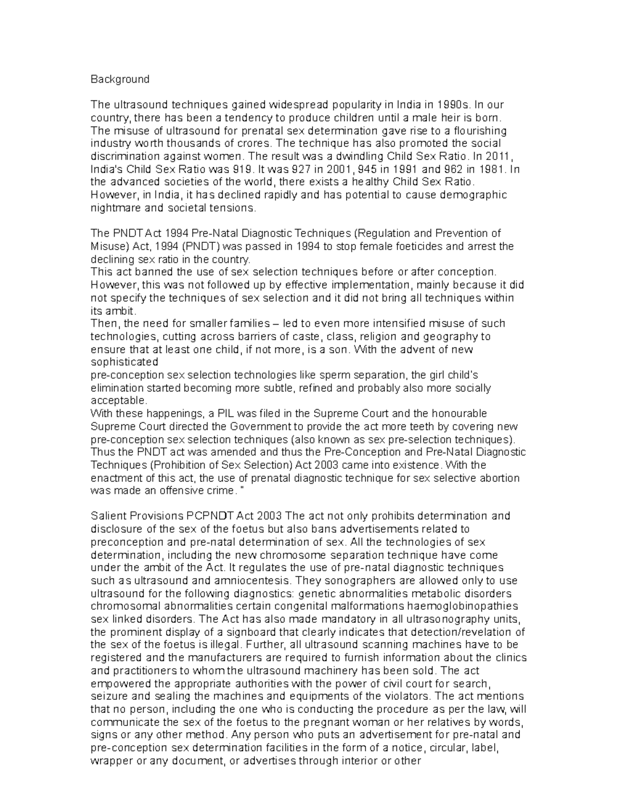 "Pre-Natal Diagnostic Techniques: Understanding the PCPNDT Act 2003 ...