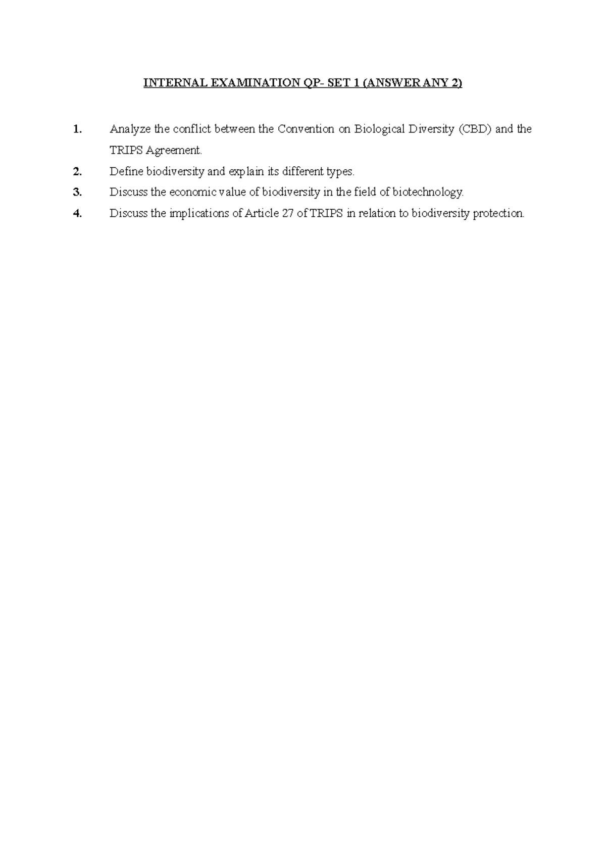 Internal Examination QP - Bachelors in law and management - INTERNAL ...