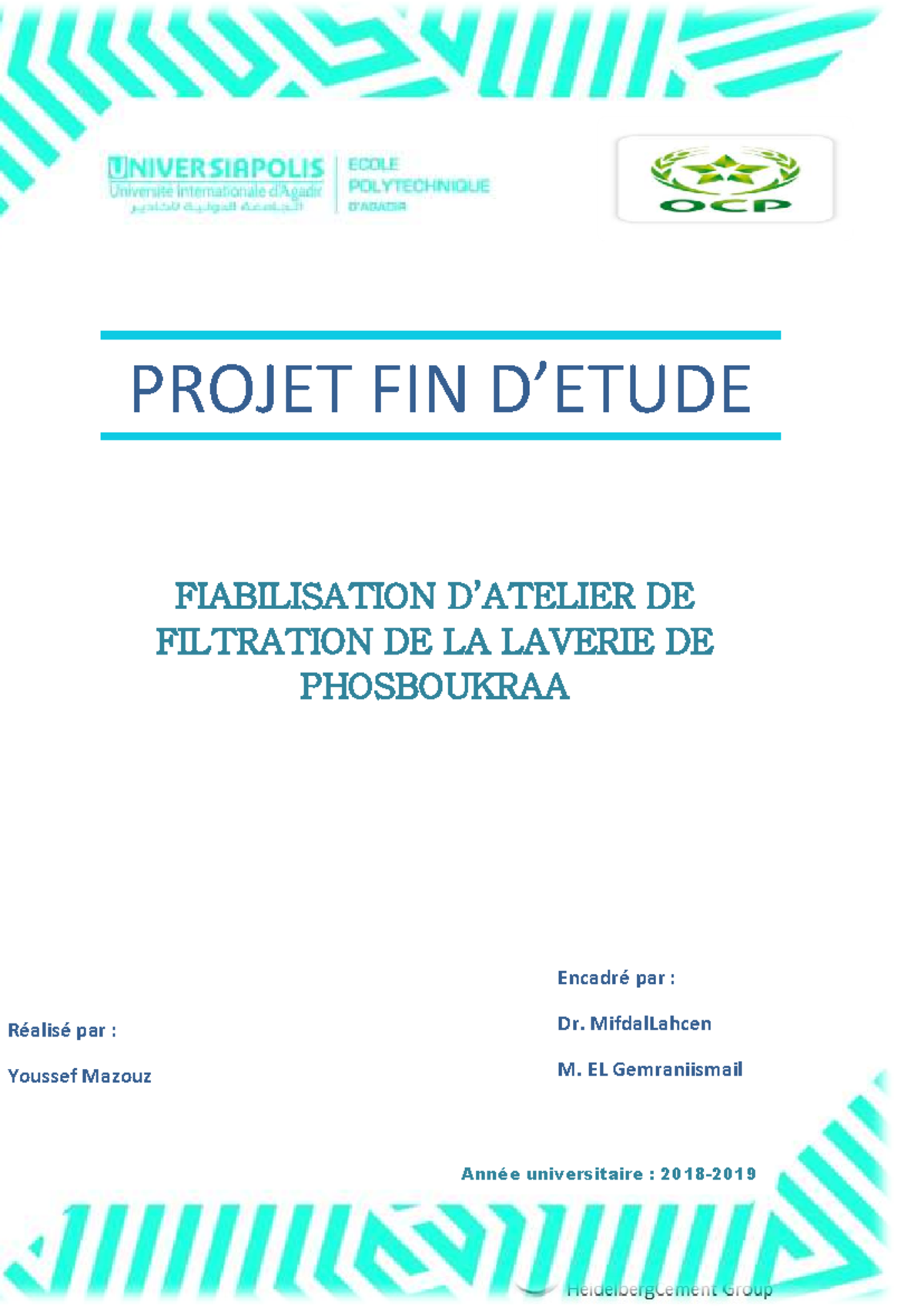 Rapport PFE OCP : Fiabilisation de la Filtration à Phosboucraa - Studocu