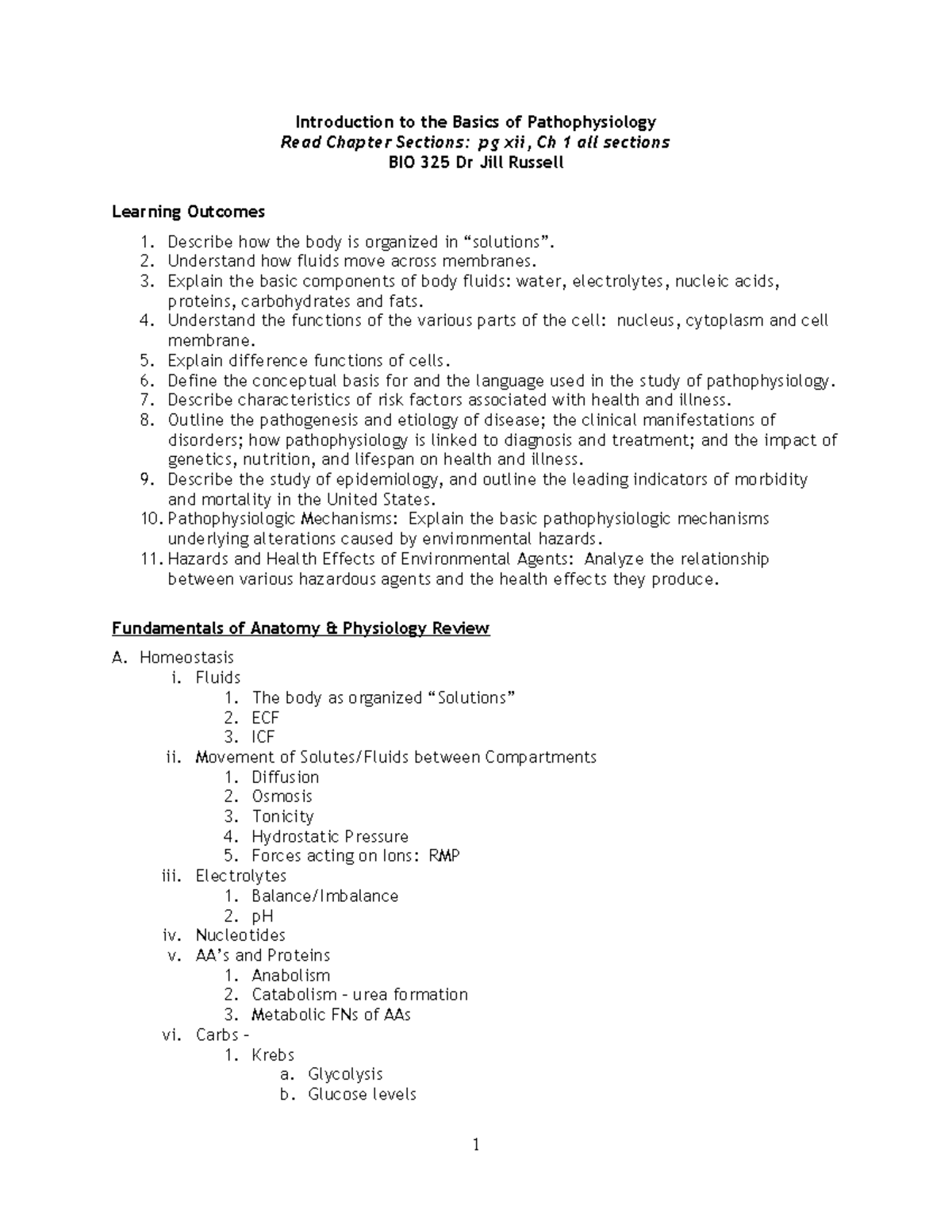 Introduction to Pathophysiology: Mechanisms & Health Effects - BIO 325 ...