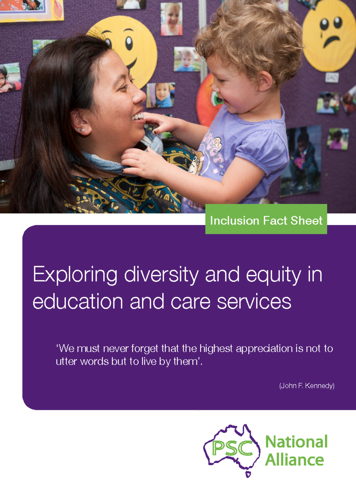 Diversity & Equity in Education and Care: PSCA Fact Sheet - Studocu