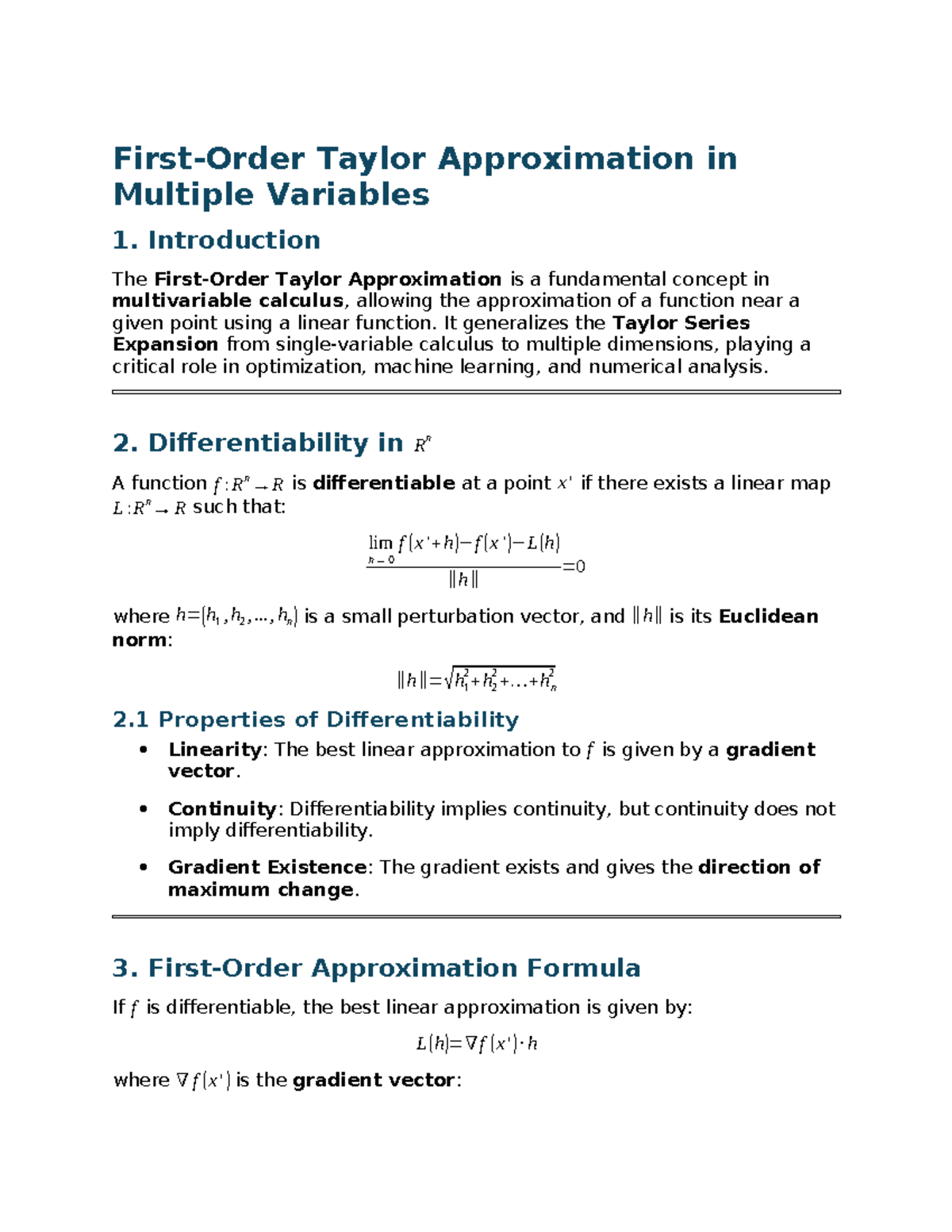 First-Order Taylor Approximation in Multiple Variables - Study Guide ...