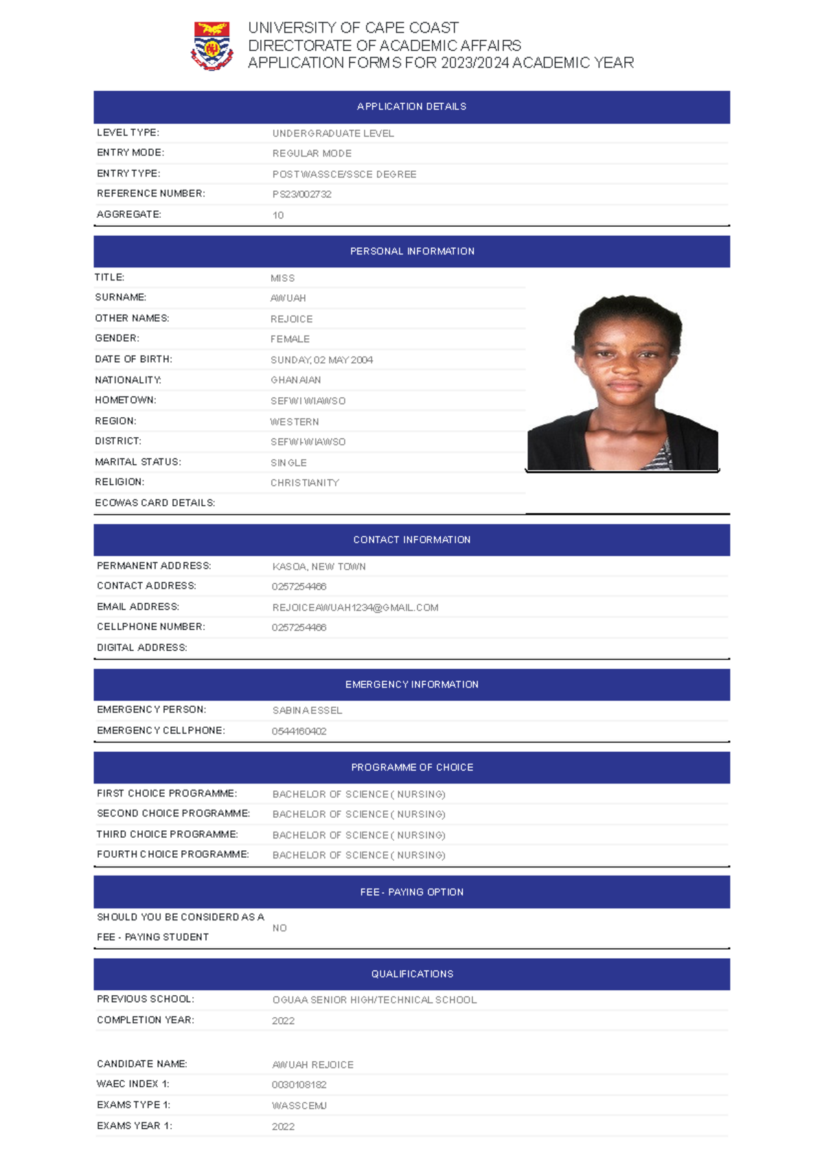 University of Cape Coast Admissions - Print preview - UNIVERSITY OF ...