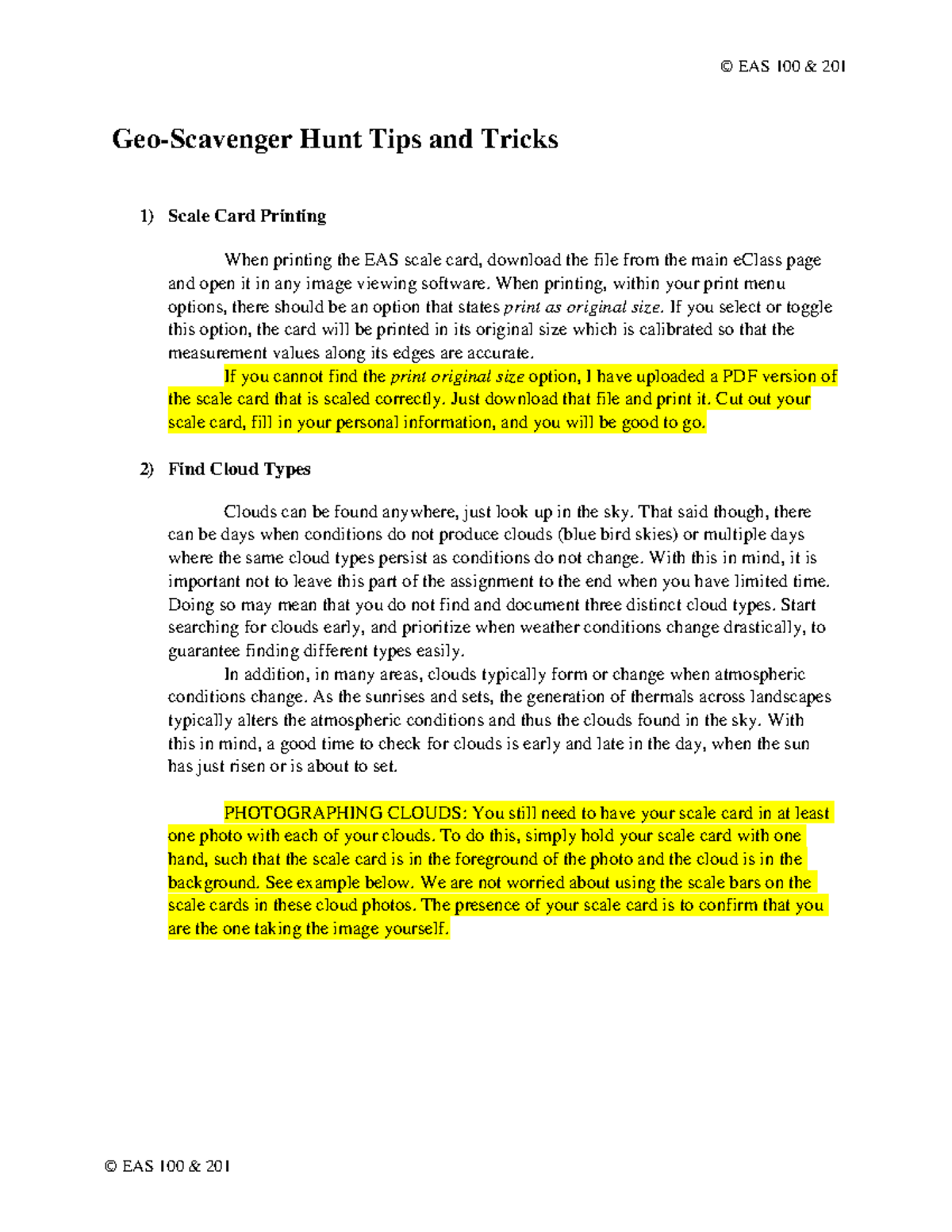 EAS 100 - Essential Tips for a Successful Geo-Scavenger Hunt - Studocu