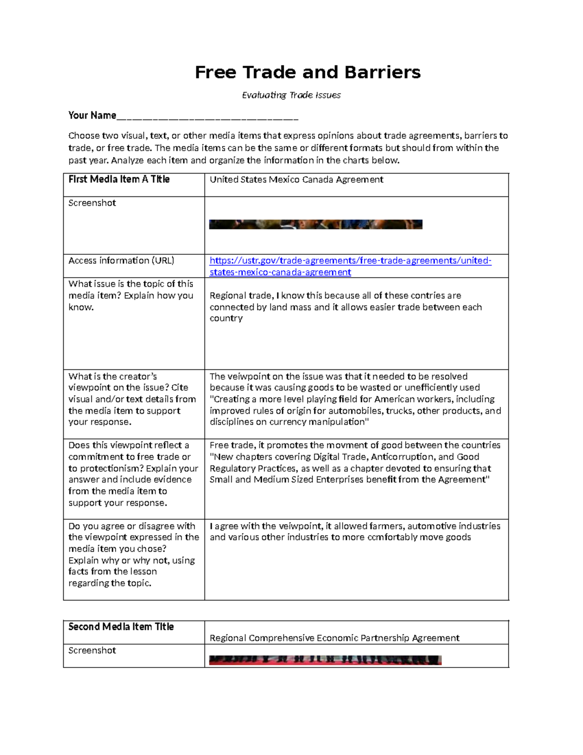 Free trade and barriers assignment template - Free Trade and Barriers ...