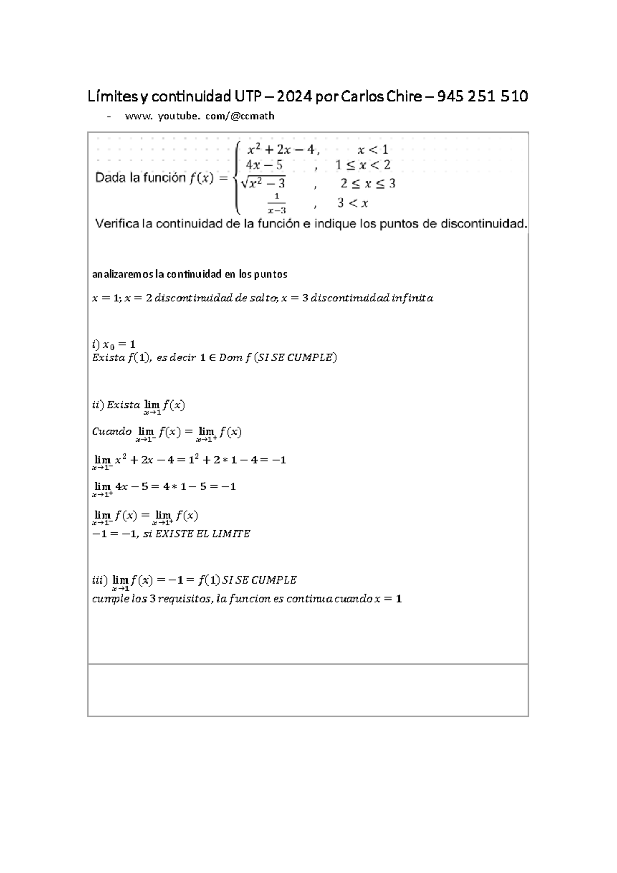 Limites y continuidad UTP 2024-2025 - Límites y continuidad UTP – 2024 ...
