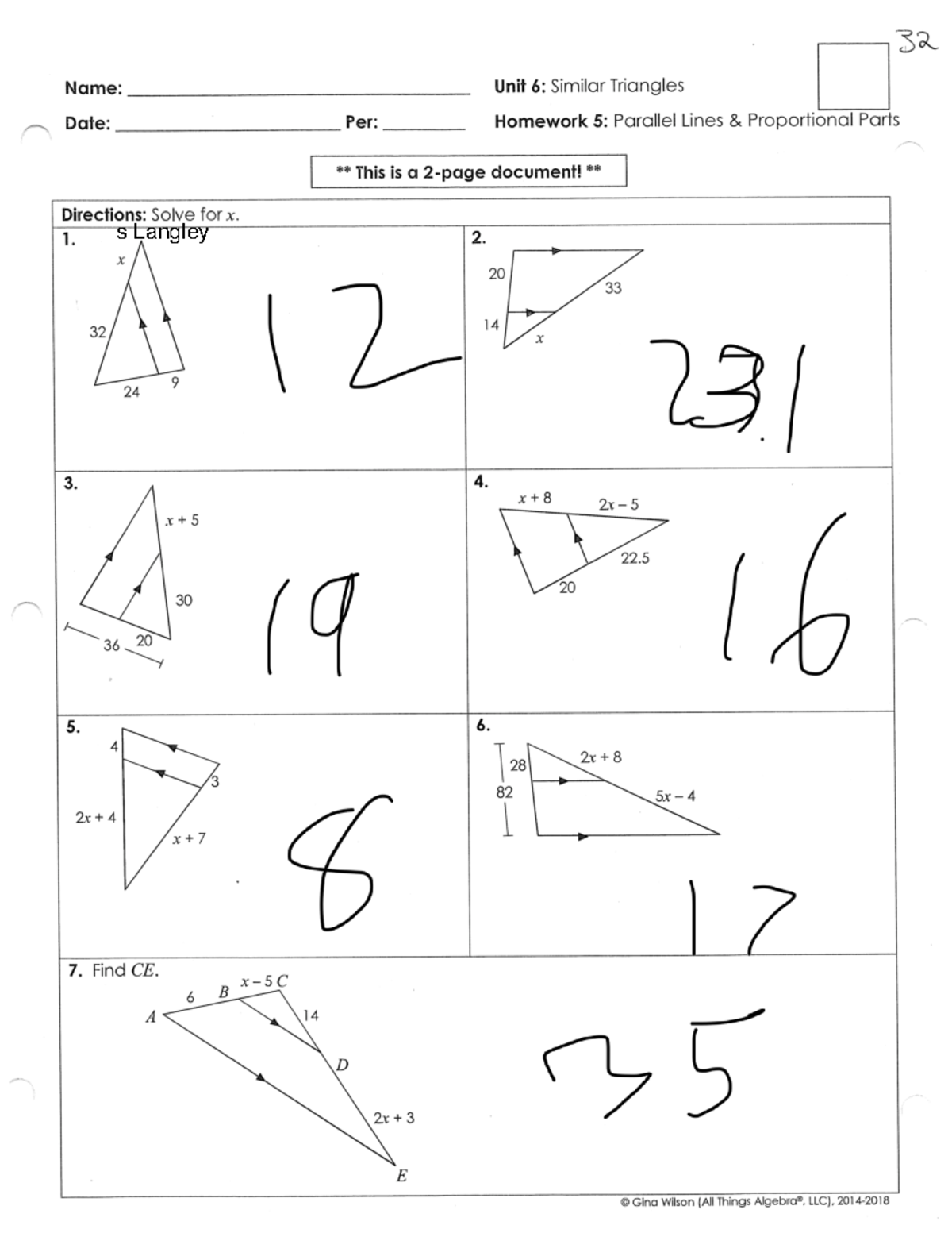 1-14-25+G - representing angle bisectors - 32 Name: Unit 6: Similar ...