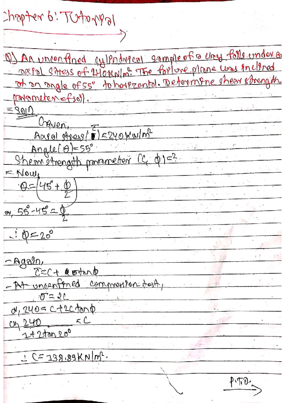 Chapter 6: Soil Mechanics Tutorial on Shear Strength Analysis - Studocu