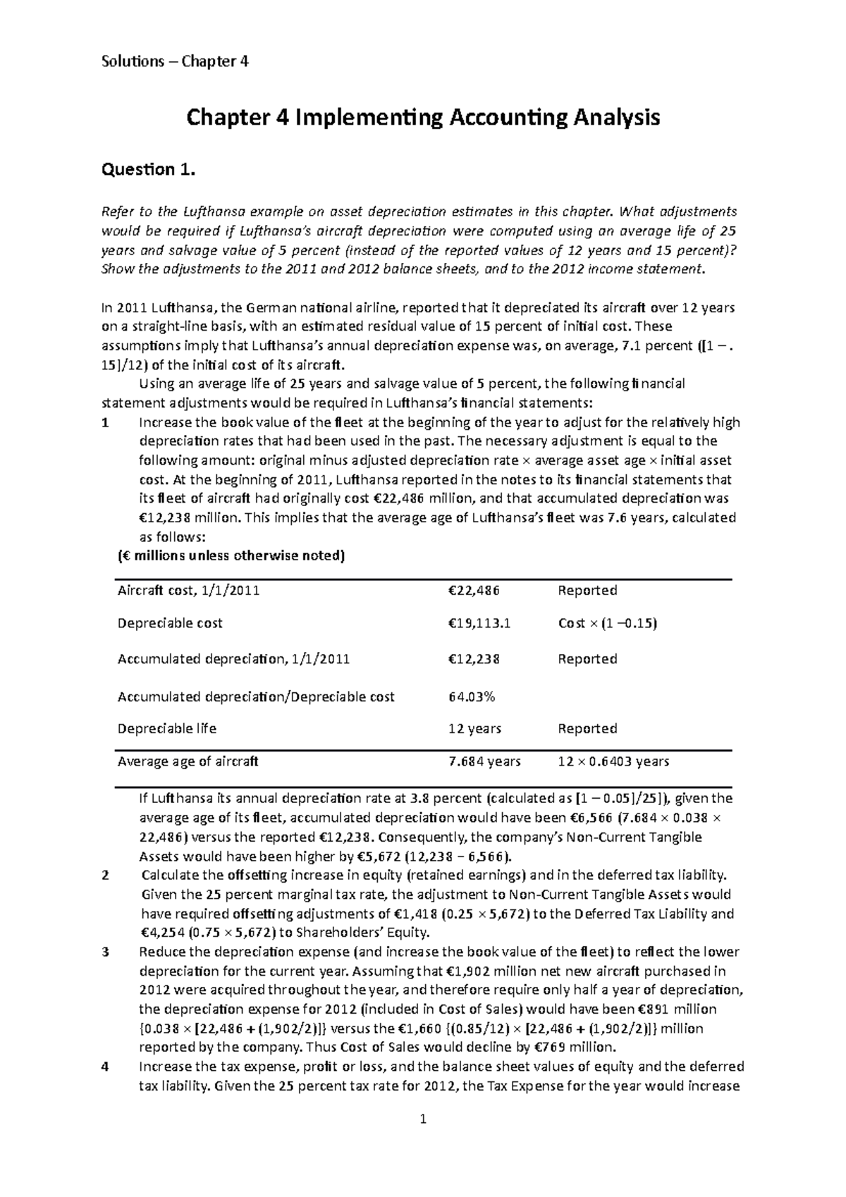 Chapter 04 - solution manual - Chapter 4 Implementing Accounting Analysis Question 1. Refer to ...