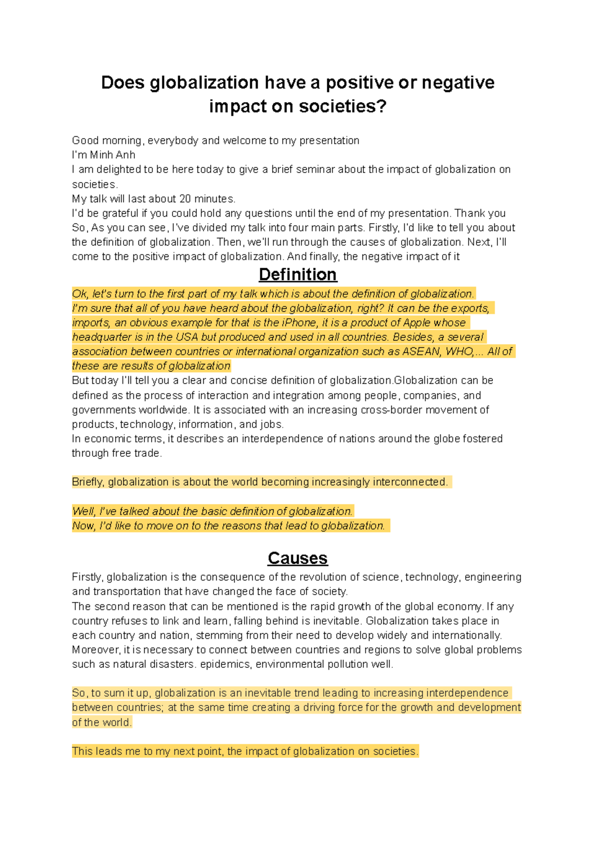 Seminar-presentation - Does globalization have a positive or negative ...