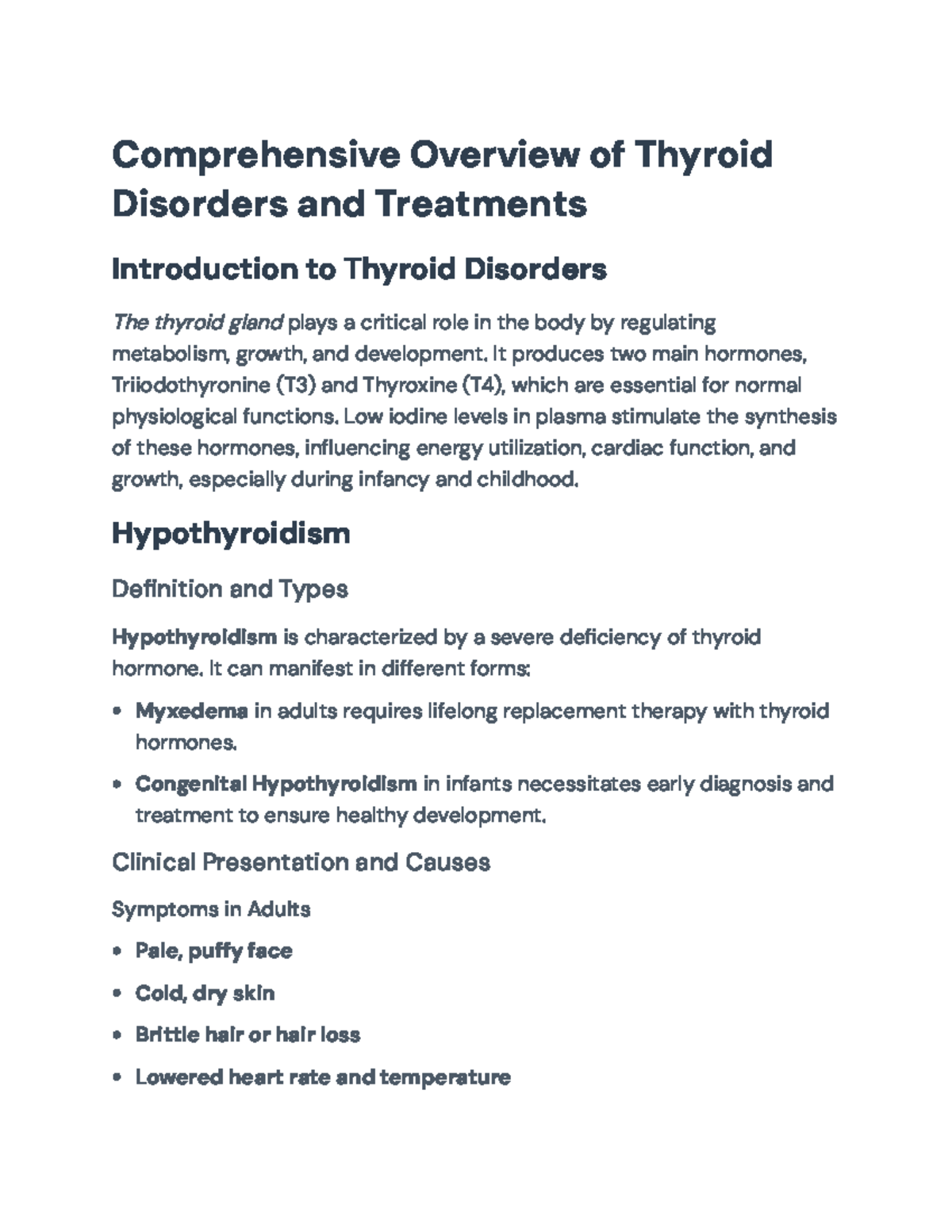 Comprehensive Overview of Thyroid Disorders and Treatments (MED 101 ...