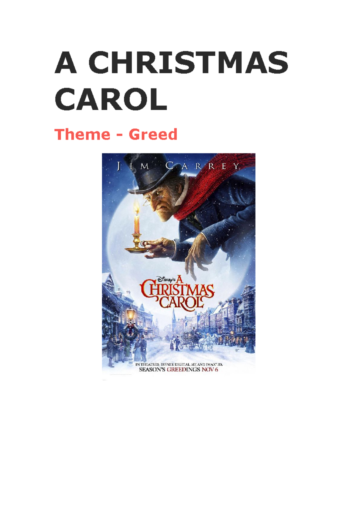Exploring the Theme of Greed in A Christmas Carol: A Study Guide - Studocu