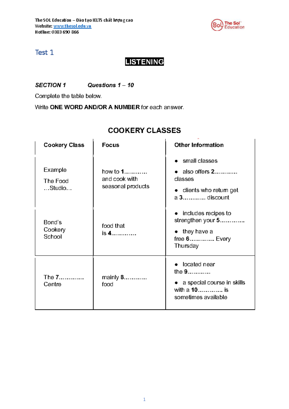 Cambridge IELTS 13 - Listening & Reading Test 1 Notes by The SOL - Studocu